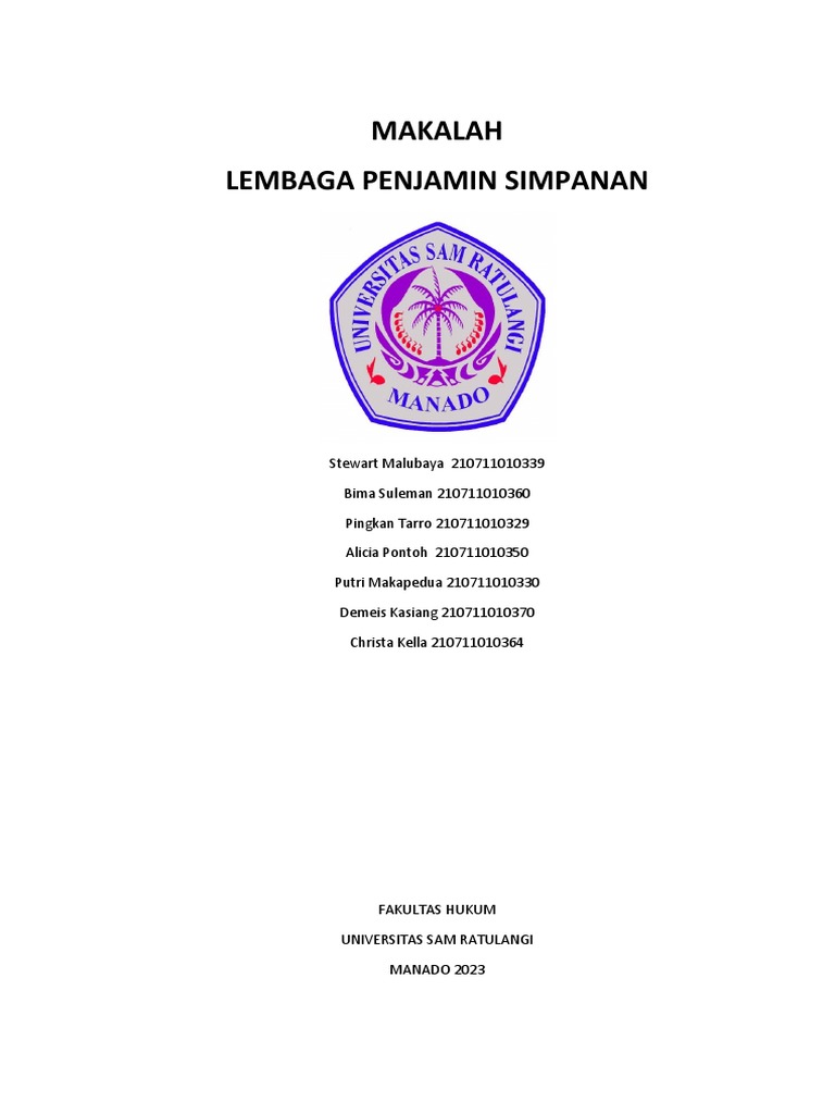 MAKALAH Lembaga Penjamin Simpanan | PDF