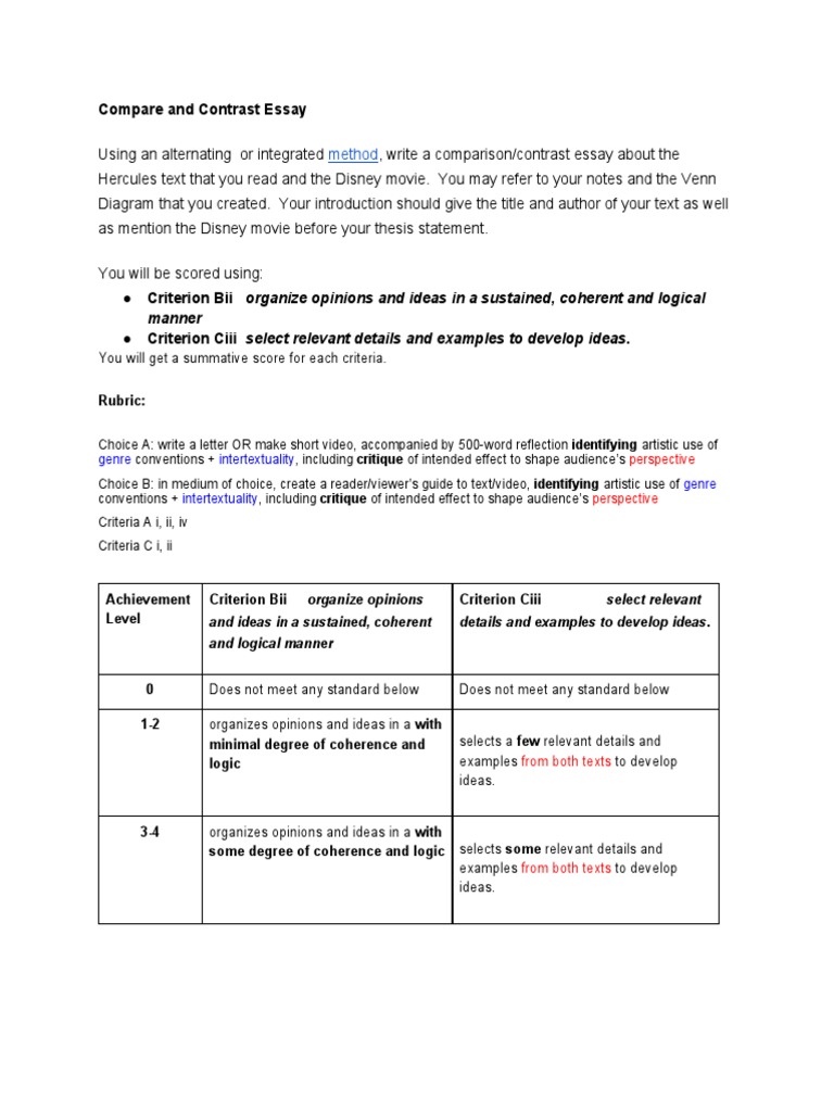 Hercules Text vs. Disney Movie Essay | PDF | Essays