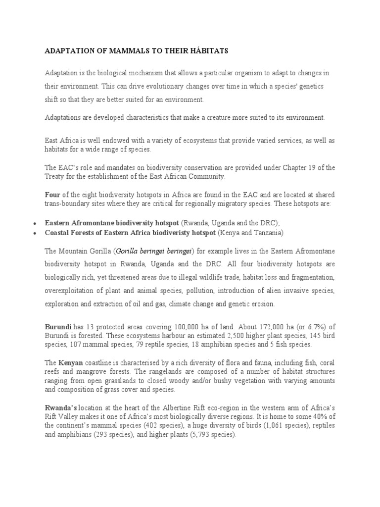 Adaptations of Mammals | PDF | Mammals | Biodiversity