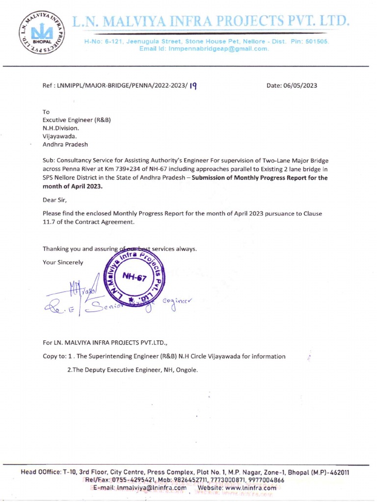 Submission of MPR For The Month of April 2023 - 19 PDF | PDF