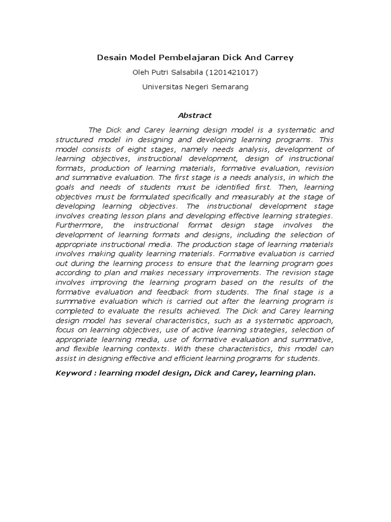 Dick and Carey Learning Design Model Explained | PDF | Instructional Design | Change Management