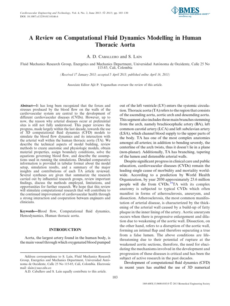 A Review On Computational Fluid Dynamics Modelling In Human Pdf Pdf Aorta Hemodynamics