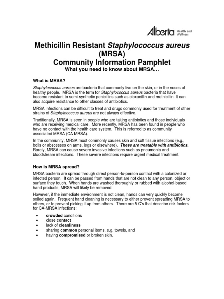 MRSA What To Know | PDF | Methicillin Resistant Staphylococcus Aureus ...