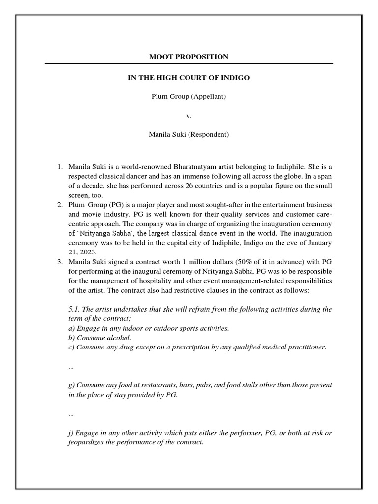 Moot Proposition | PDF