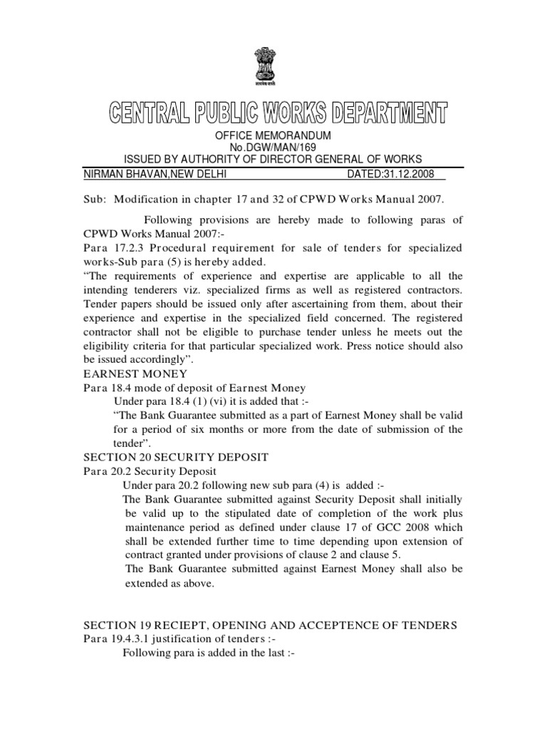 CPWD Clarification Overhead & Profit MAN169 | PDF | Private Law | Justice