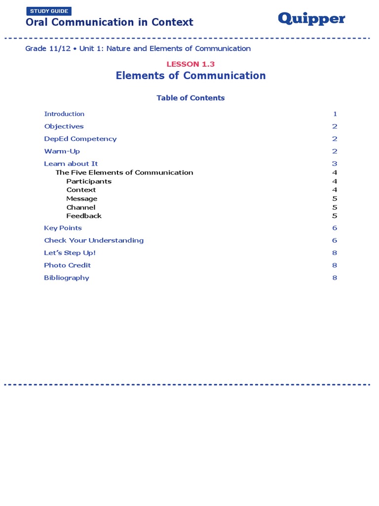 Understanding the Building Blocks: The Five Elements of Effective Communication | PDF ...