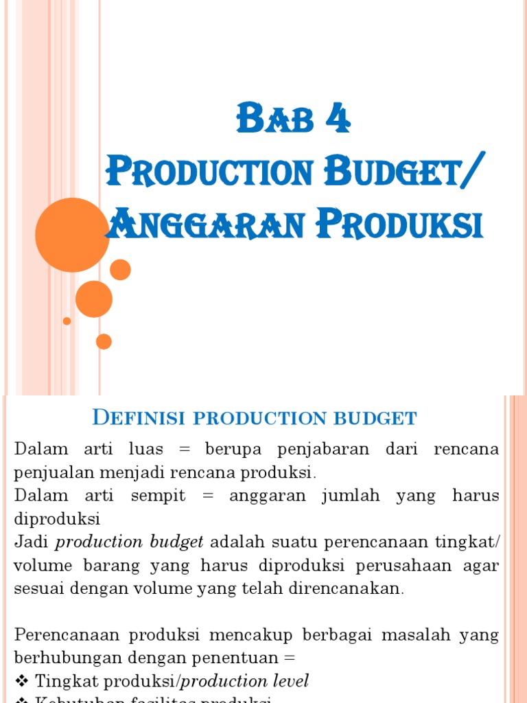 Bab 4 Production Budget - 4M1 | PDF