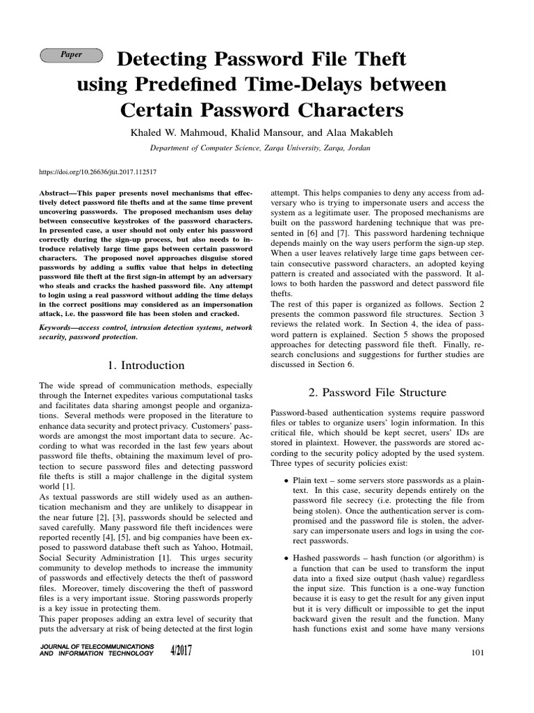 JTIT 4 2017 Mahmoud Mansour PDF | PDF | Password | User (Computing)