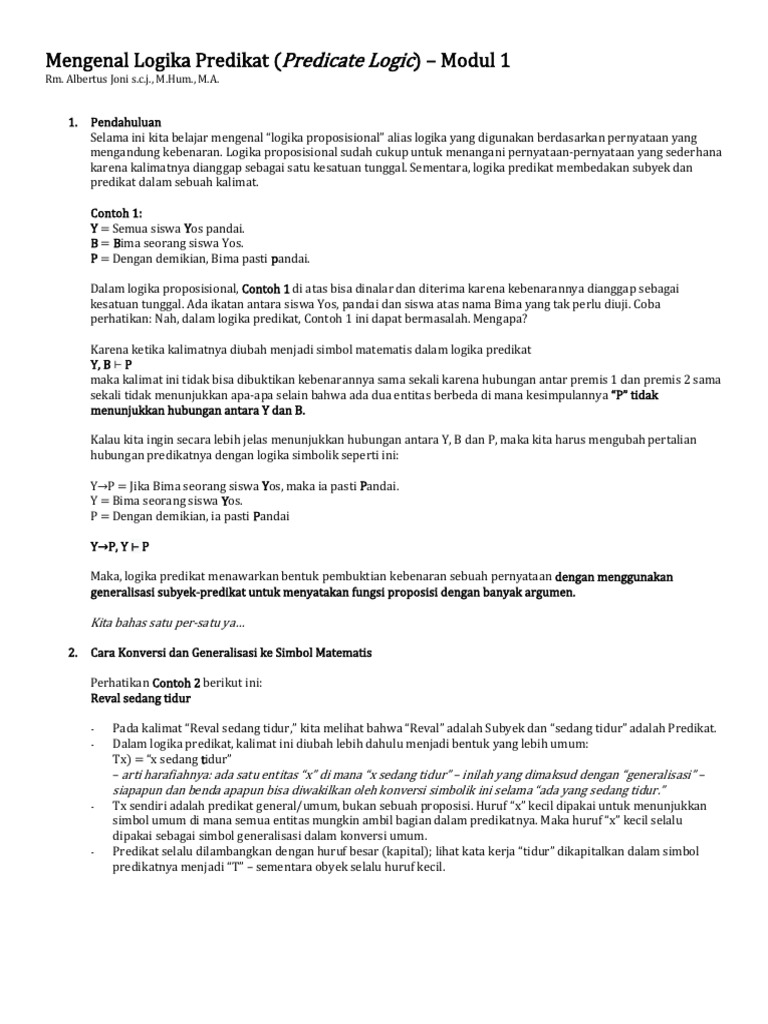 Pengenalan Logika Predikat Dasar | PDF | Filsafat | Seni & Disiplin Bahasa