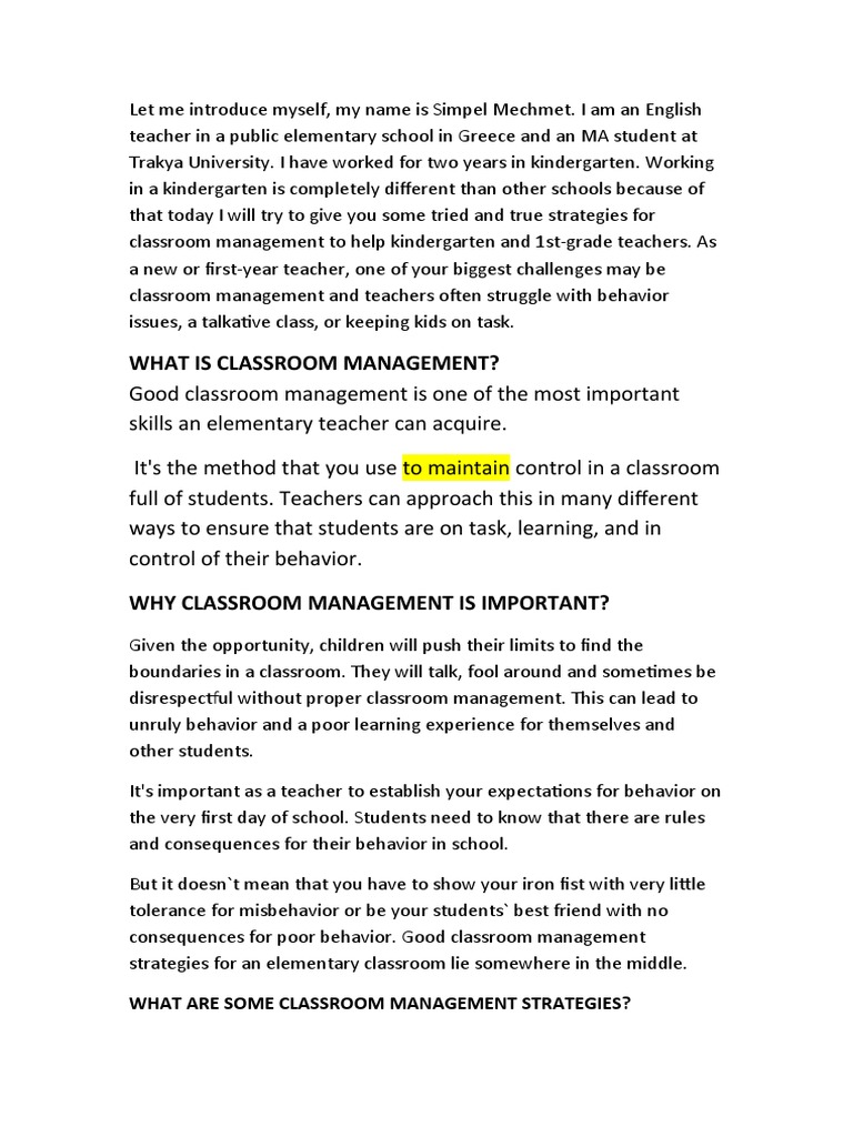 Classroom Management1 | PDF | Classroom Management | Classroom