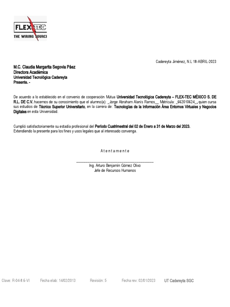 Ejemplo de Carta Terminación | PDF