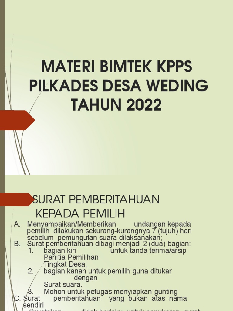 Materi Bimtek KPPS Nanti Malam | PDF