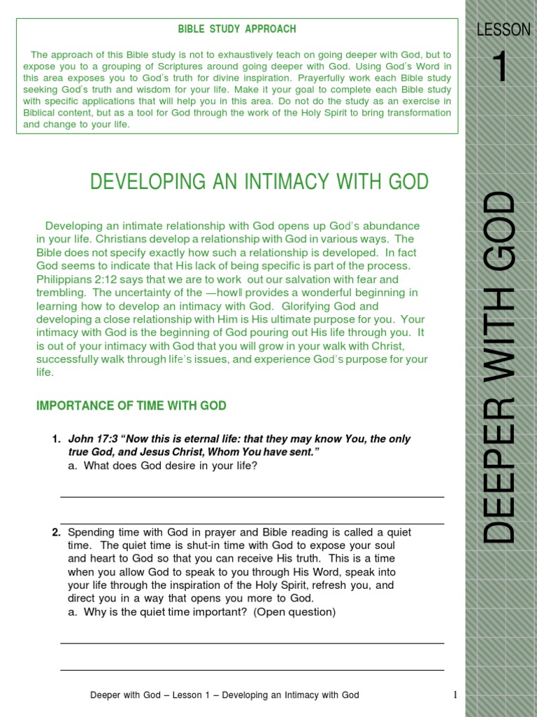 Deeper With God - Lesson 1 - Developing An Intimacy With God PDF | PDF | Prayer | God