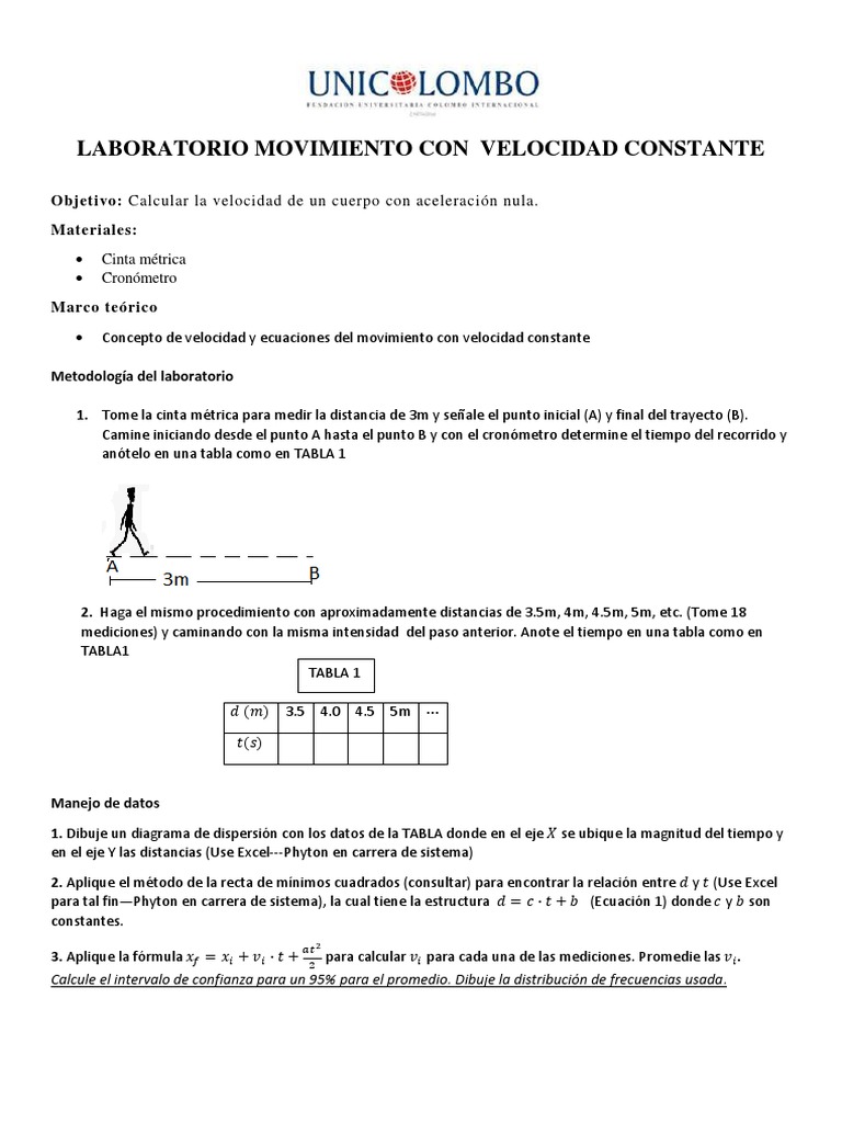 Laboratorio de Velocidad Constante | PDF | Métodos y materiales de enseñanza