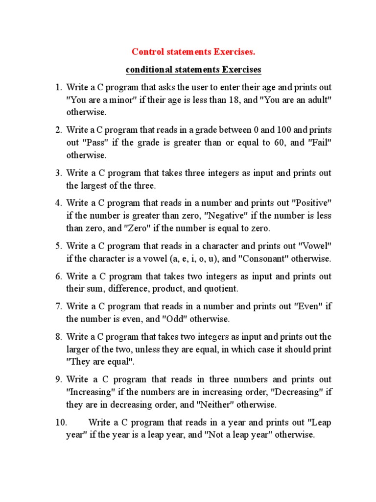 ControlStament Assignement 4 | PDF | Numbers | Integer