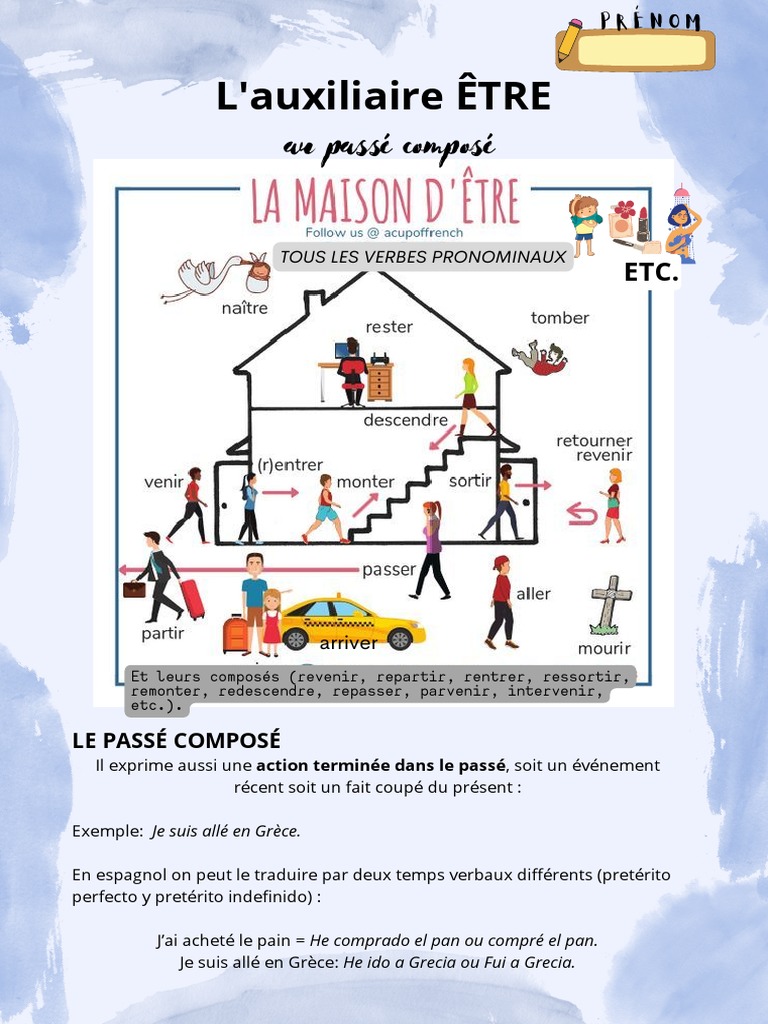 Maisons Être Et Verbes Irréguliers Participes Passés | PDF | Verbe ...