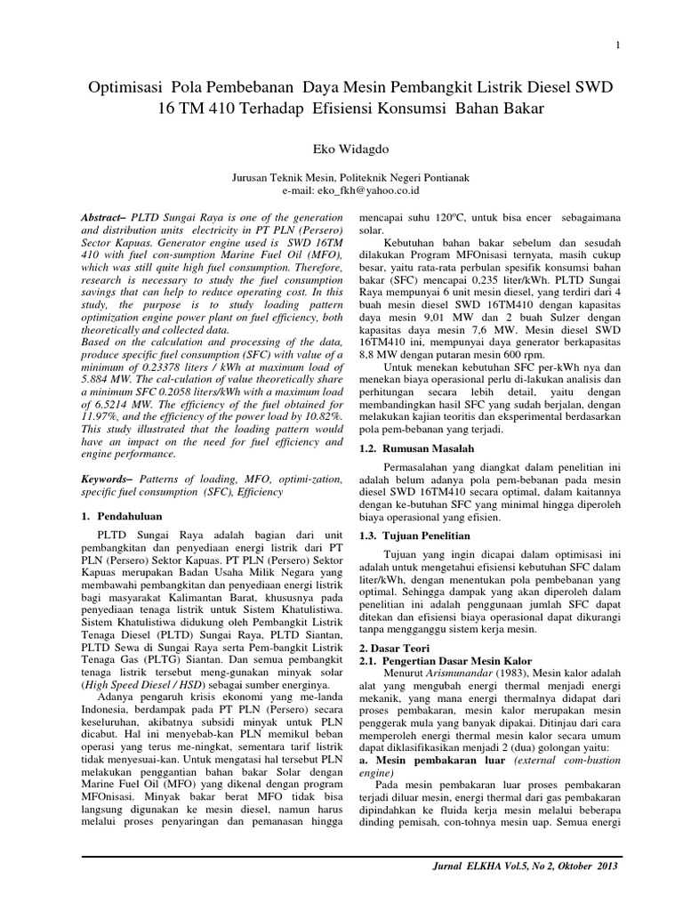 Optimisasi Pola Pembebanan Daya Mesin Pe 0cd1f2ed | PDF