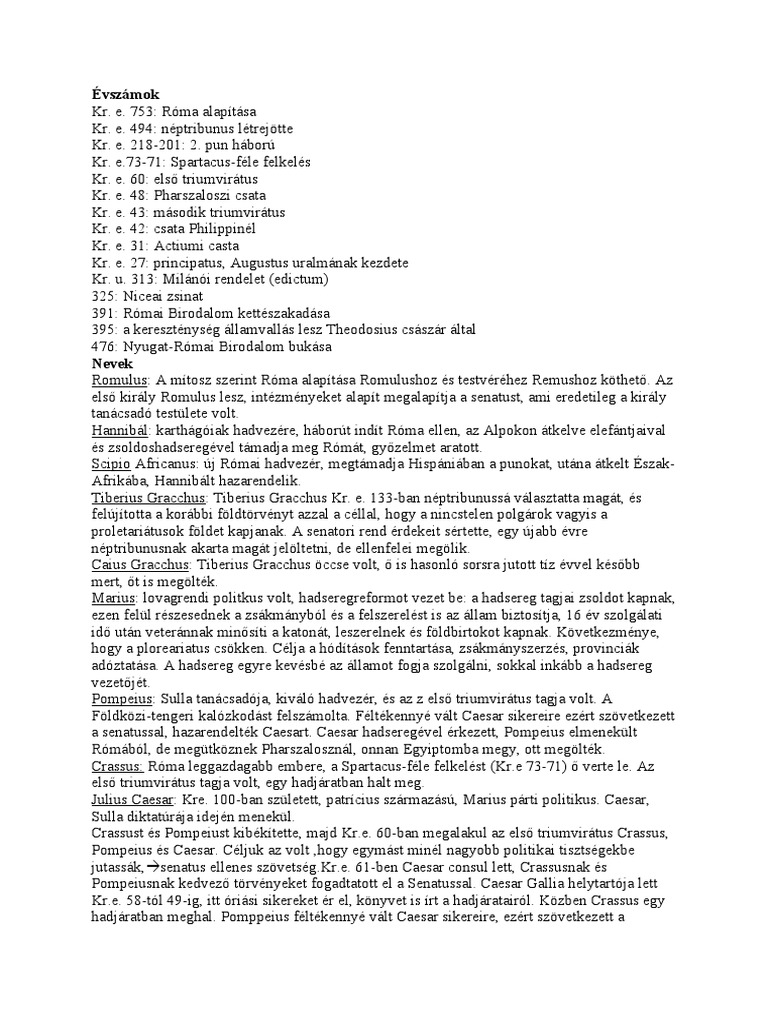 Összefoglalás Róma | PDF