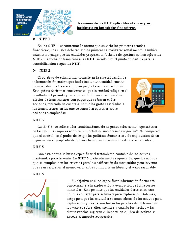 Resumen de Las NIIF Aplicables Al Curso y Su Incidencia en Los Estados ...