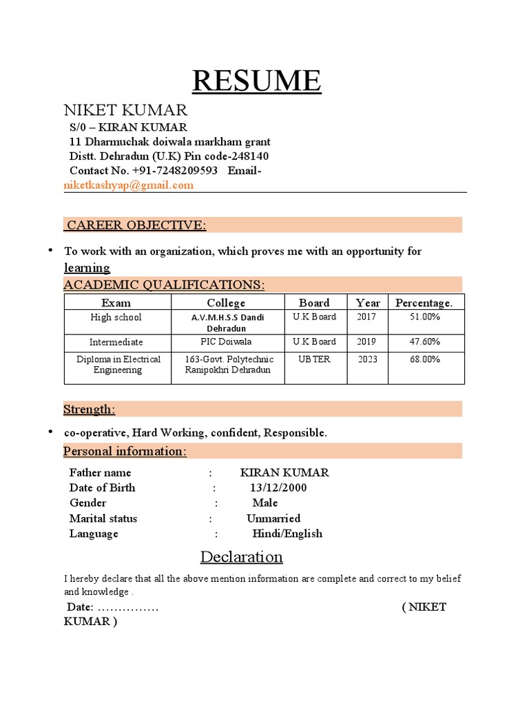 NIKET KUMAR Resume | PDF NIKET KUMAR Resume | PDF