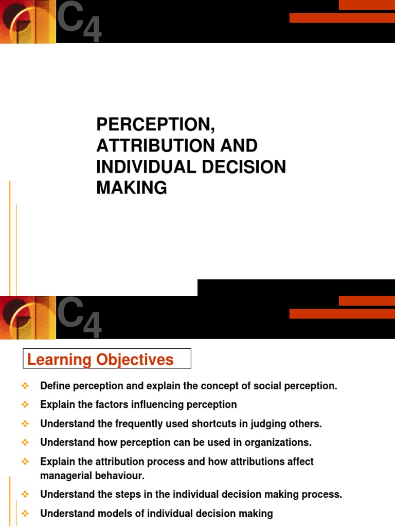 Perception, Attribution and Individual Decision Making | PDF | Perception | Bias