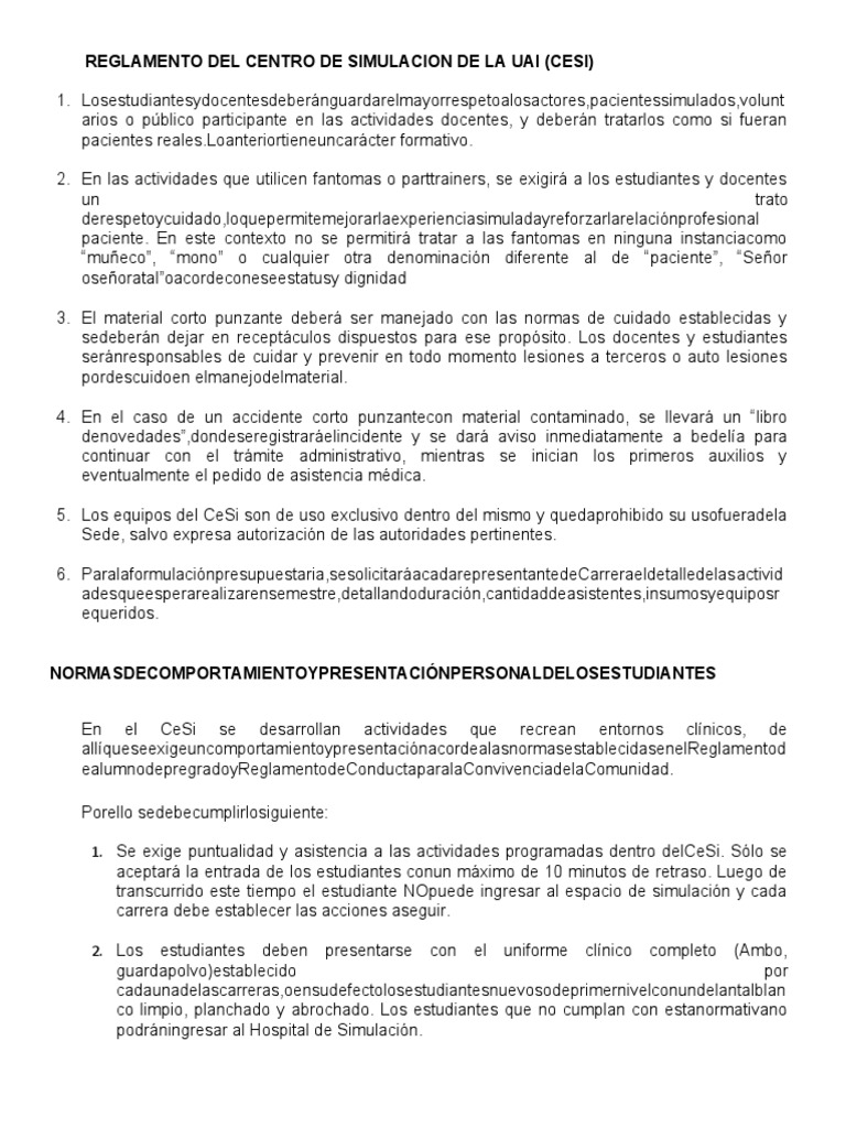 Reglamento Del Cesi | PDF | Simulación