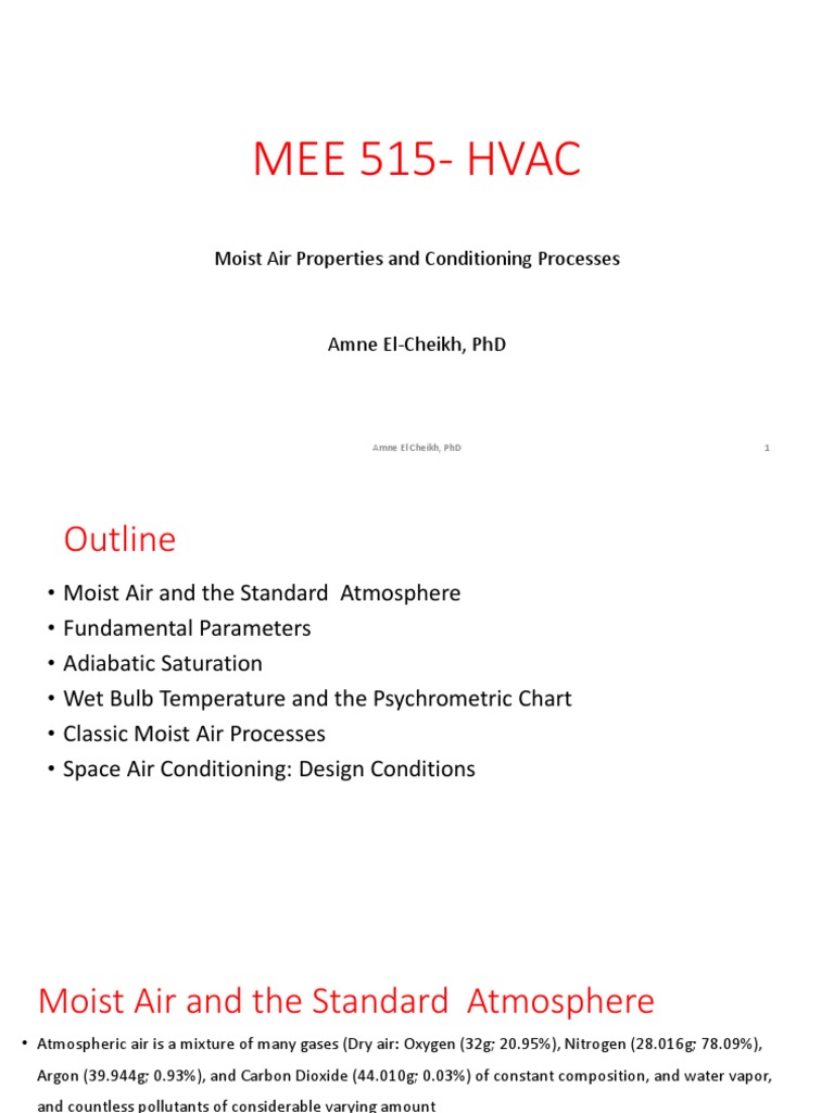 MEE 515 - HVAC - Lecture 3 | PDF | Humidity | Quantity
