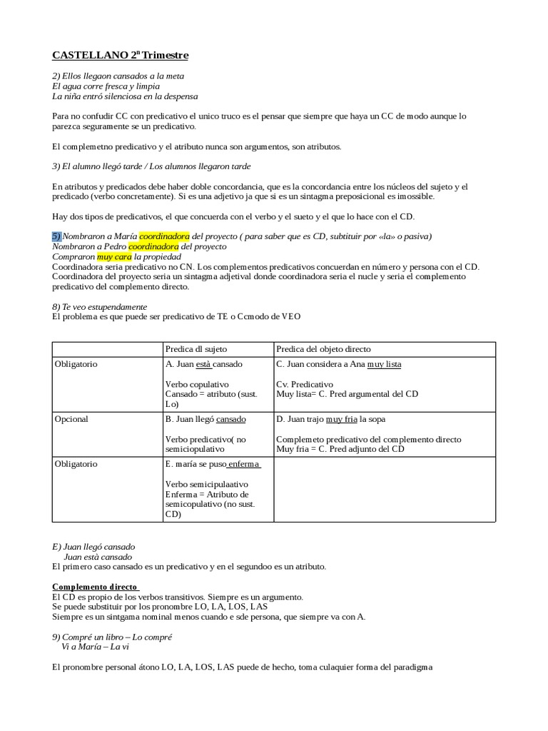 Castellano 2n Trimestre | PDF
