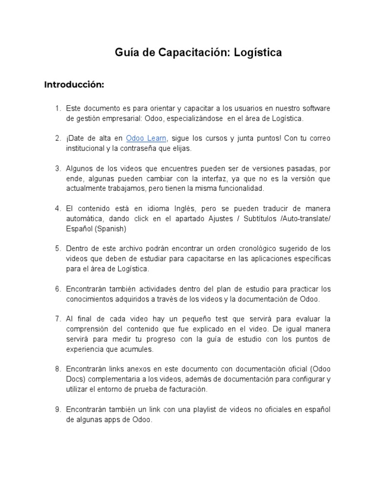 Guía de Capacitación - Logística PDF | PDF | Ciencias de la Computación ...