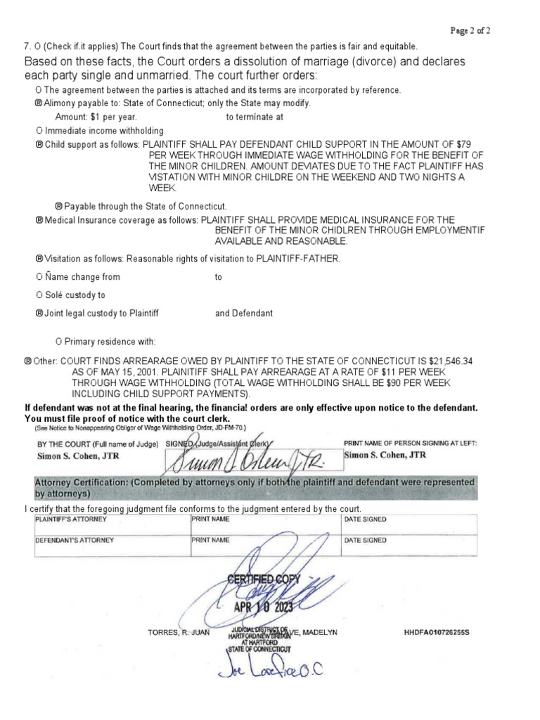Based On These Facts, The Court Orders A Dissolution of Marriage ...