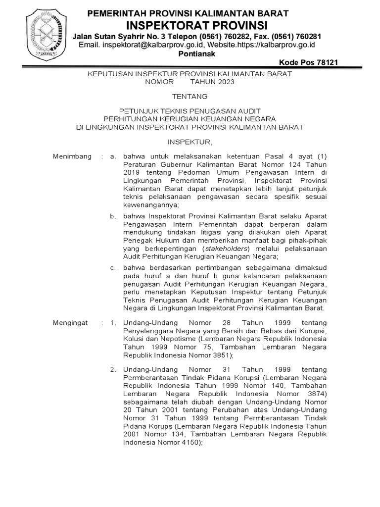 Kep Ir TTG Penugasan Audit PKKN | PDF