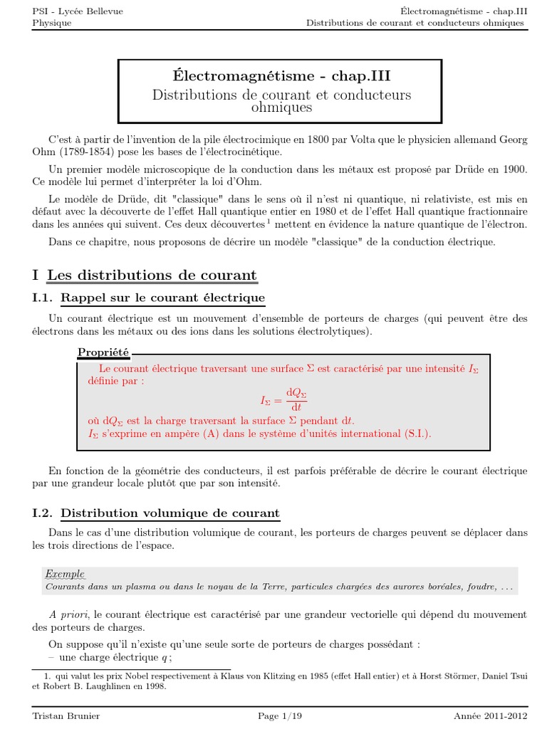 Distributions de courant en électromagnétisme | PDF | Courant ...