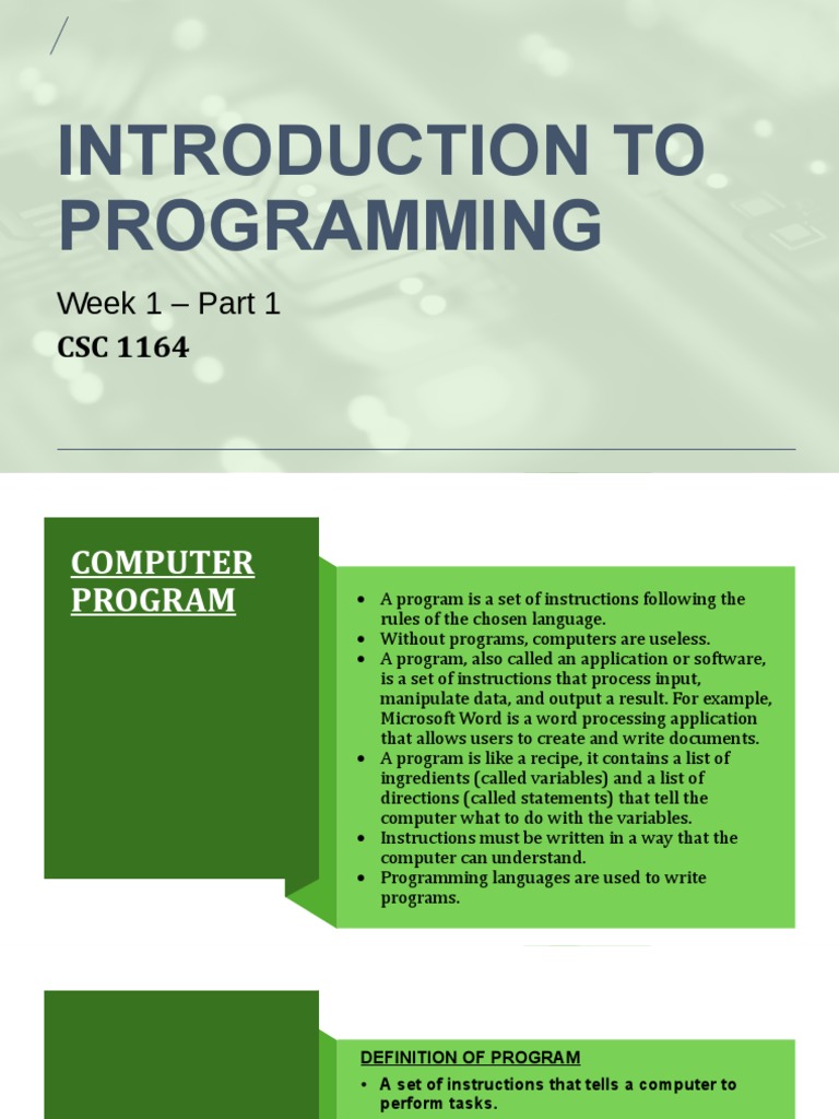 Intro To Programming Pdf Computers