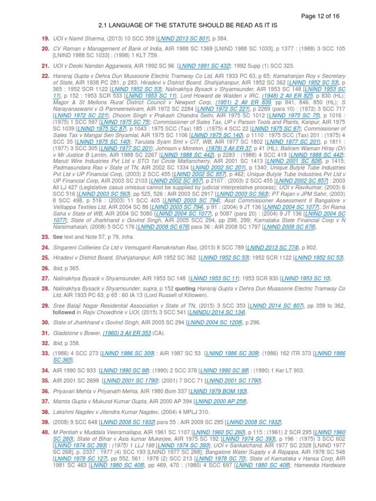 Page 12 of 16 2.1 Language of The Statute Should Be Read As It Is | PDF ...