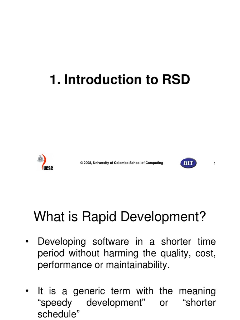 Introduction To RSD: © 2008, University of Colombo School of Computing ...