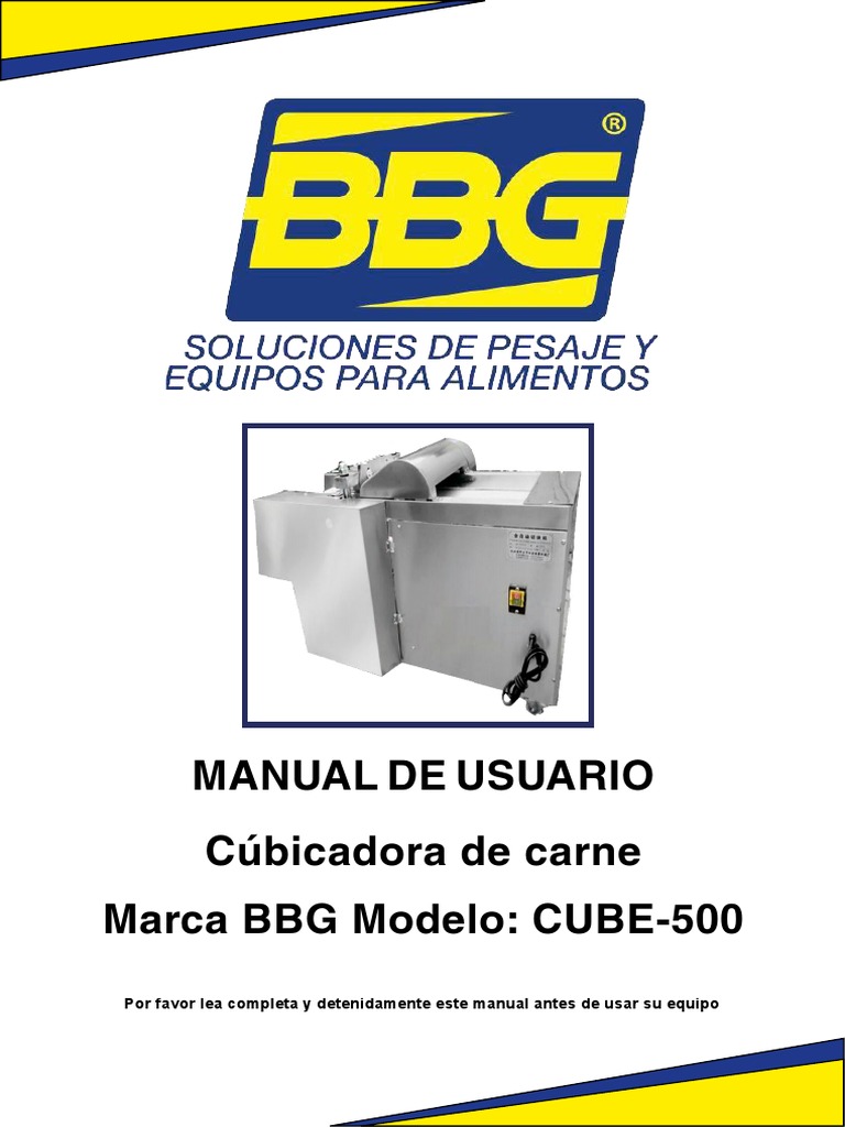 Manual de Usuario - Cubicadora de Carne - Marca BBG - Ref - Cube-500 PDF | PDF | Carne | Tornillo