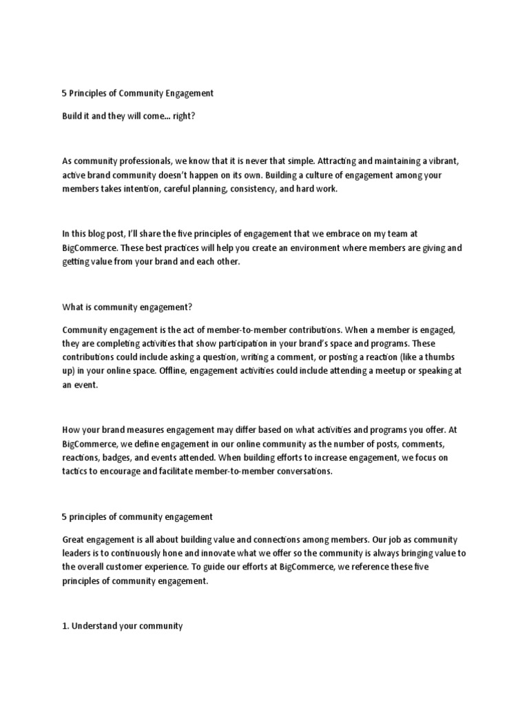 5 principles of community engagement | PDF | Community | Brand