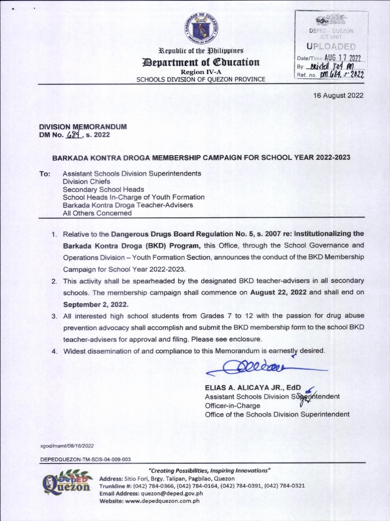 Barkada Kontra Droga Membership Form PDF | PDF