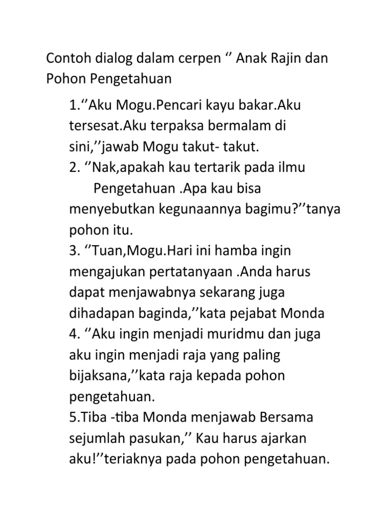 Contoh Dialog Dalam Cerpen | PDF