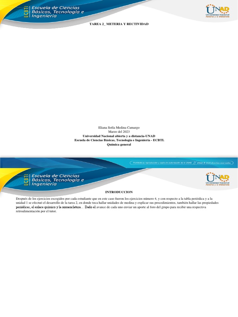 Unidad 1 - Tarea2 - Materia y Reactividad - Eliana Sofia Medina Camargo PDF | PDF | Compuestos ...