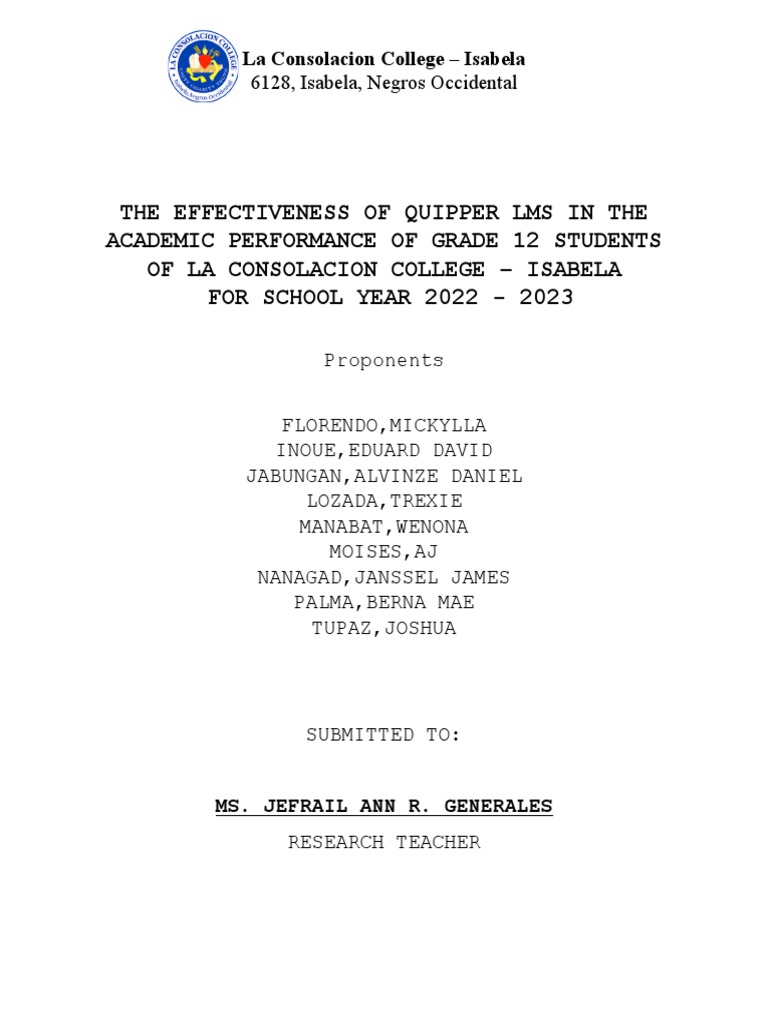 Quipper LMS Impact on Grade 12 Performance | PDF | Mental Health | Analysis Of Variance