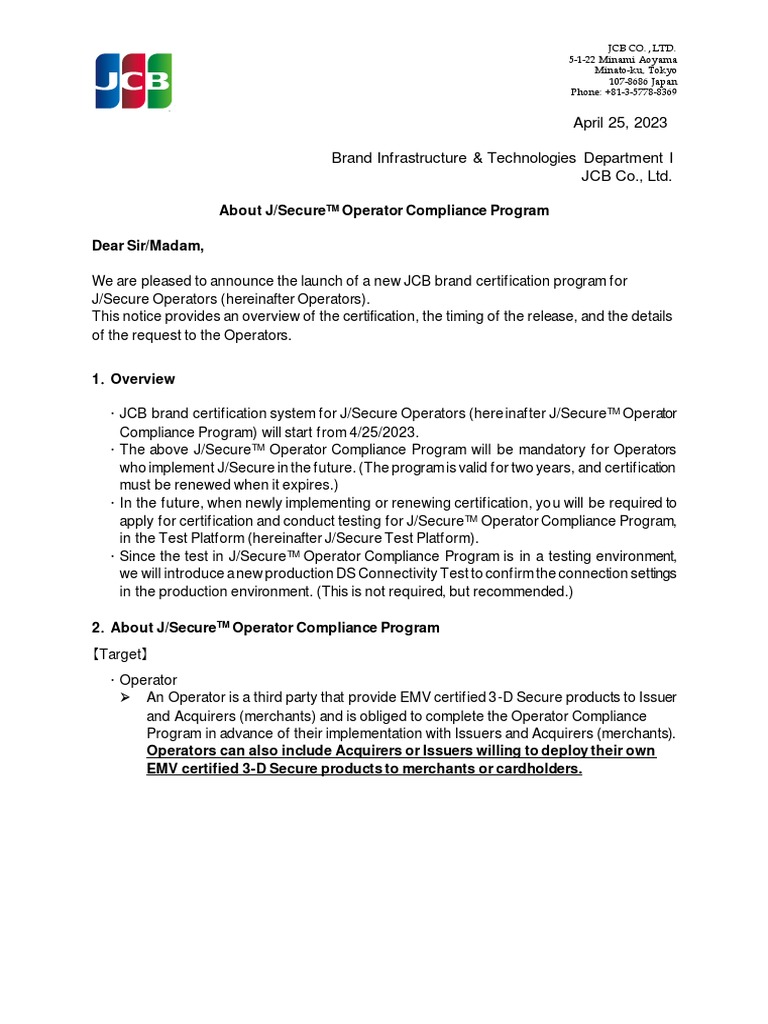 JS - 202304-01걙For Operators걚About JSecure Operator Compliance Program ...