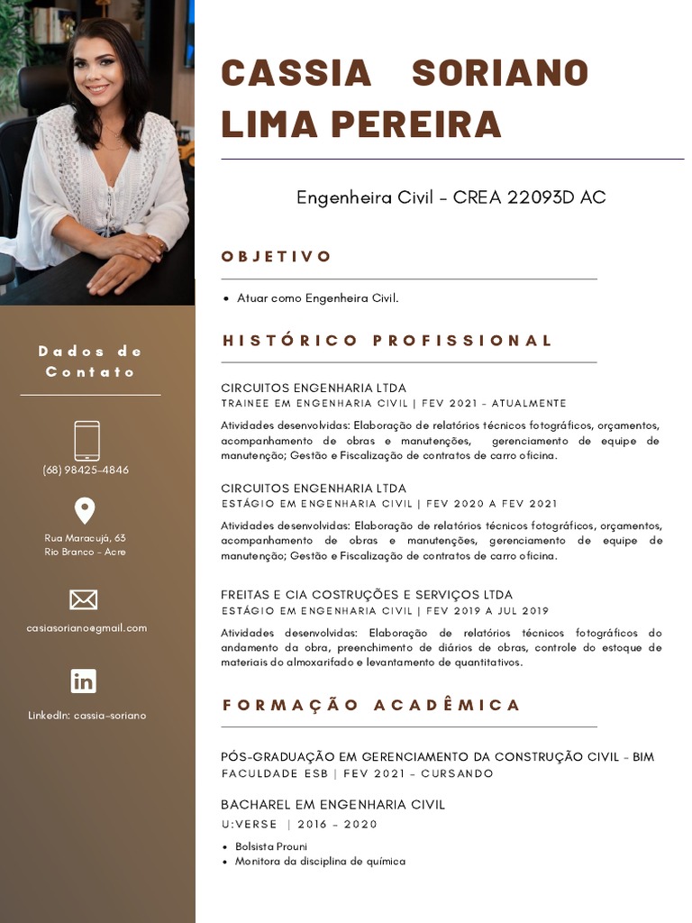 Curriculum Cassia Soriano | PDF | Engenharia | Engenharia Civil