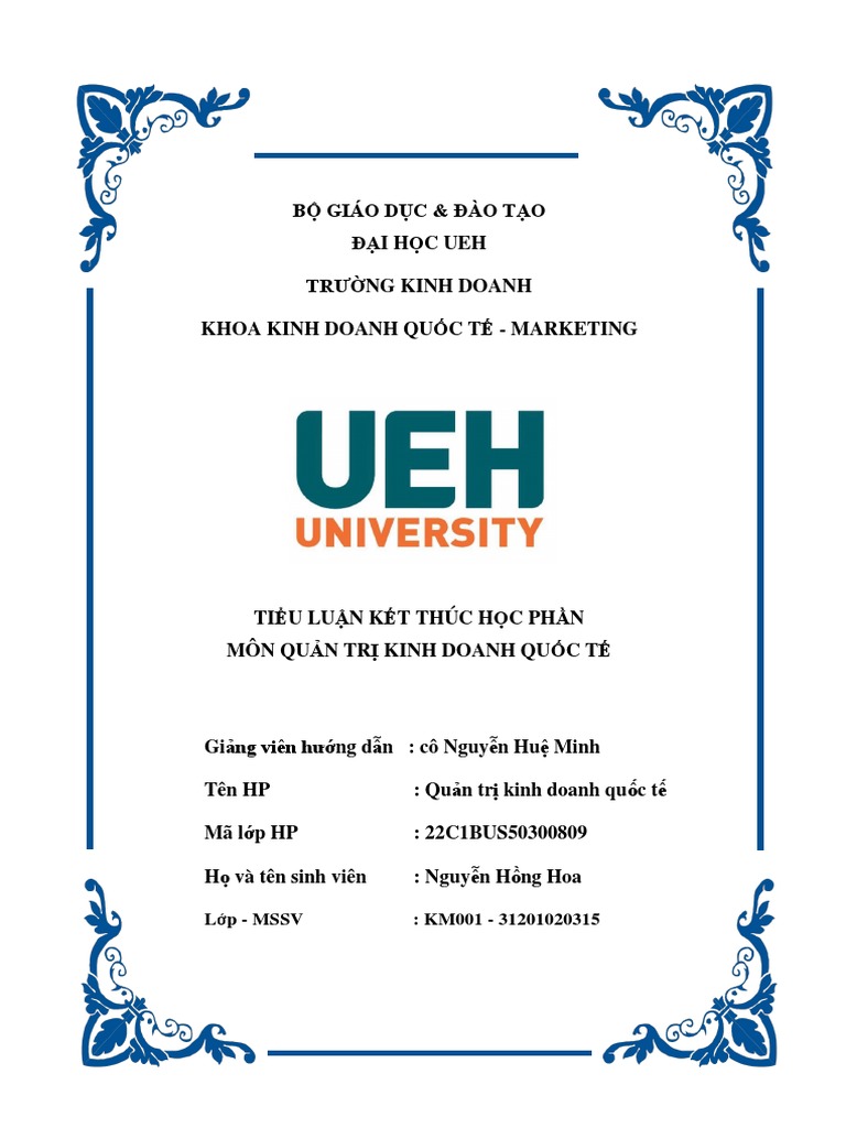 Nguyễn-Hồng-Hoa 31201020315 QTKDQT PDF | PDF