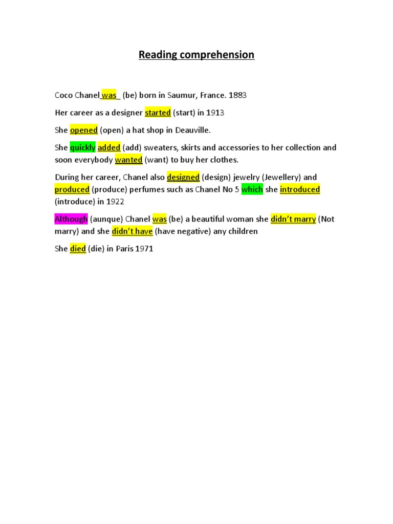 Reading Comprehension PAST SIMPLE (REGULAR VERBS) | PDF | Classics