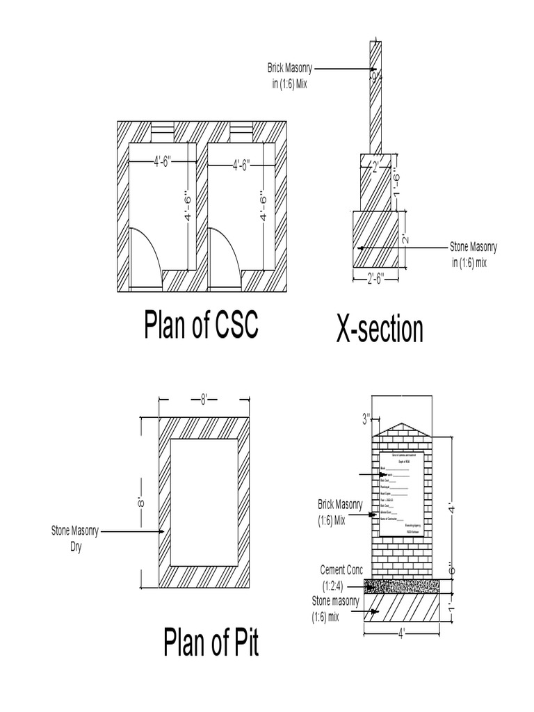 Plan and Section Drawing of a Community Sanitary Complex (CSC ...
