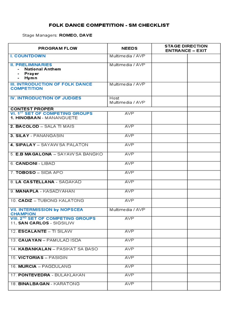 Folk Dance SM Checklist1 | PDF