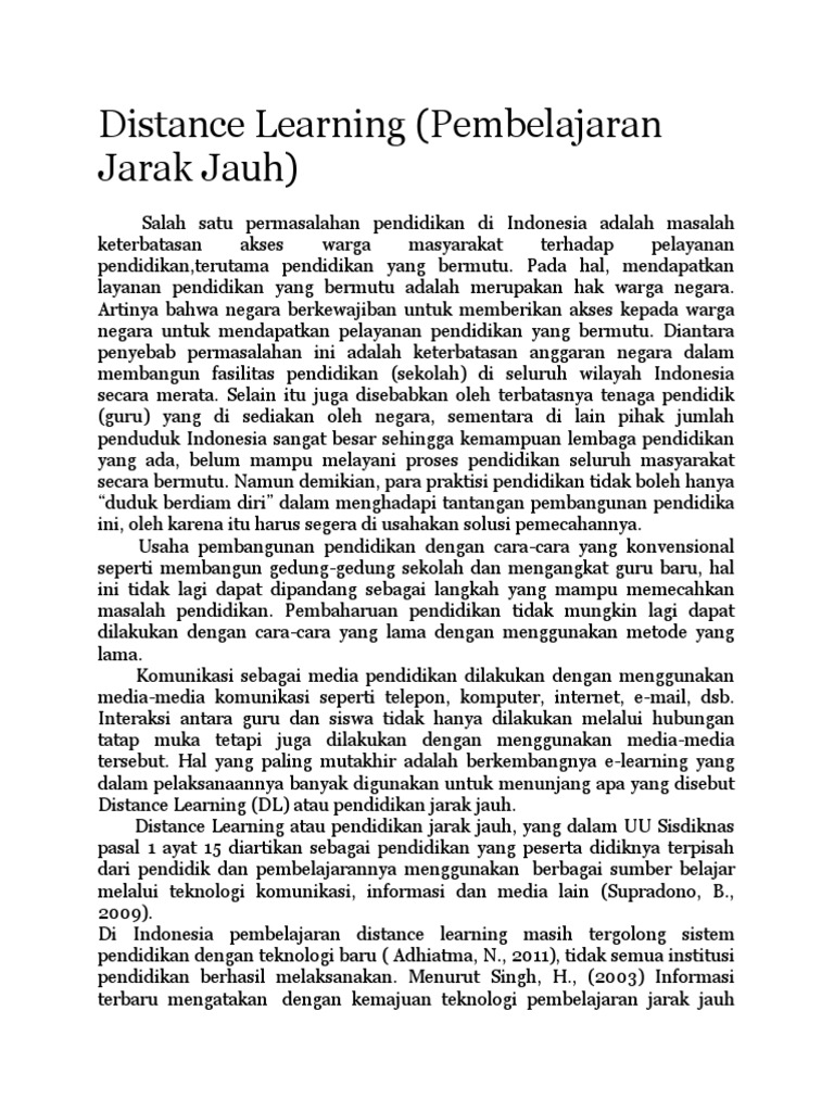 Distance Learning | PDF | Karier & Perkembangan | Ilmu Sosial