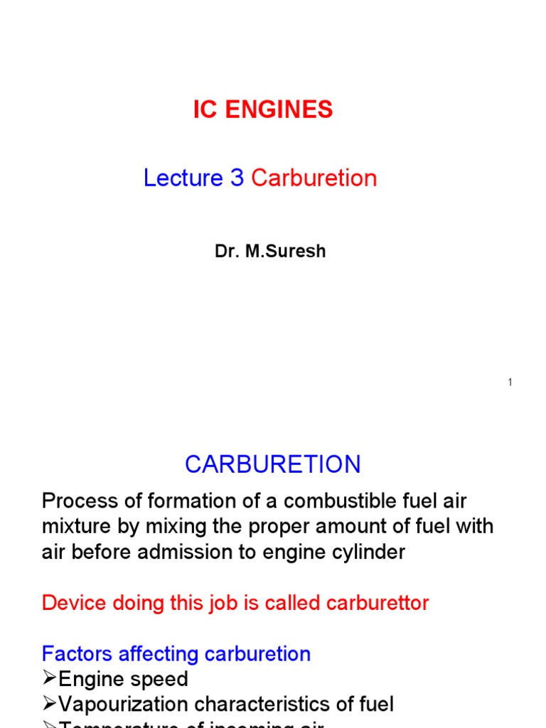 Unit-II-IC engines-Lecture 3-Carburetion.ppt | PDF