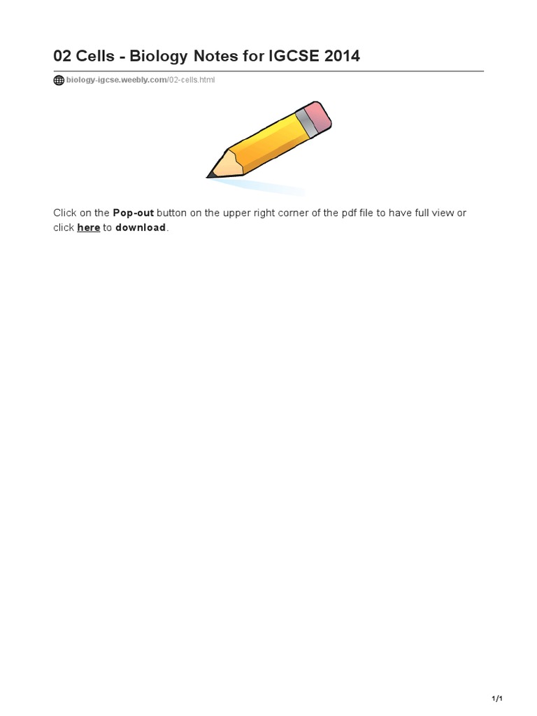 02 Cells - Biology Notes For IGCSE 2014 PDF | PDF